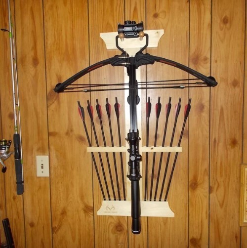 Crossbow Display Case Holder Wood 10 Arrow Bow Hunting Peg Hook Gun ...