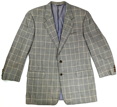 VTG HICKEY FREEMAN Brown Check Wool, Silk Sport Coat Blazer, Men 43 L ...