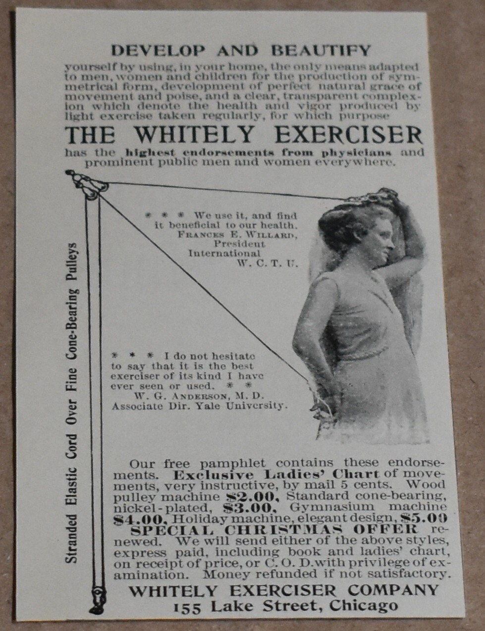 1897 Print Ad The Whitely Exerciser Develop Beautify Exercise Workout ...