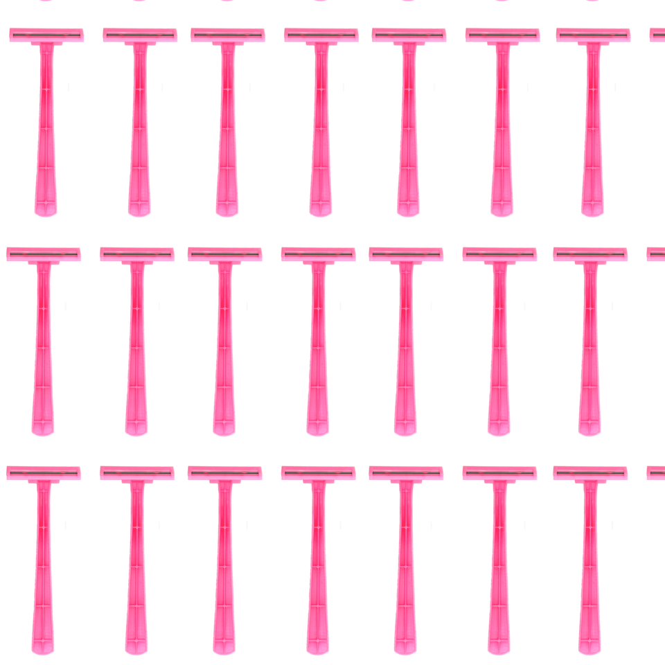 100 Low-Cost Twin Blade Pink Disposable Razors in Bulk - Professional ...
