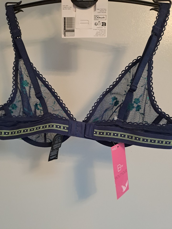 M&S B By Boutique - 34B Underwired Demi Cup Bra - Midnight X Blue ...
