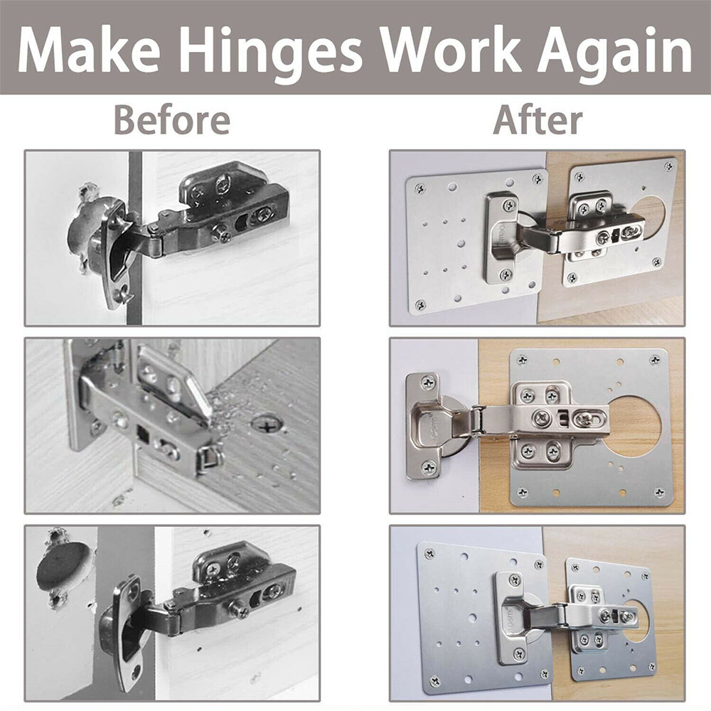 2/4/10 Kitchen Cupboard Door Hinge Repair Kit Plate and Fixing Screws ...