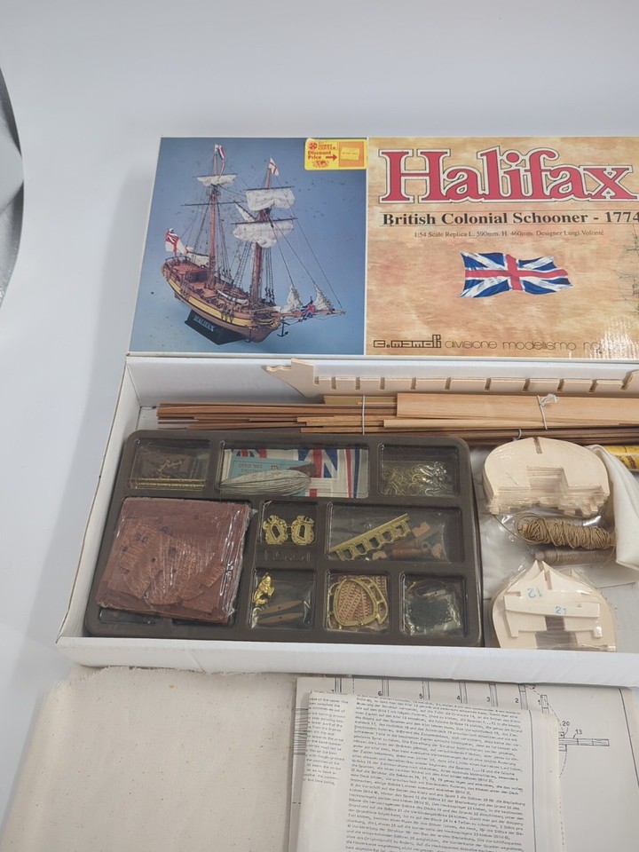 HALIFAX - British Colonial Schooner- 1774 - Ship Model Kit- Open Box ...