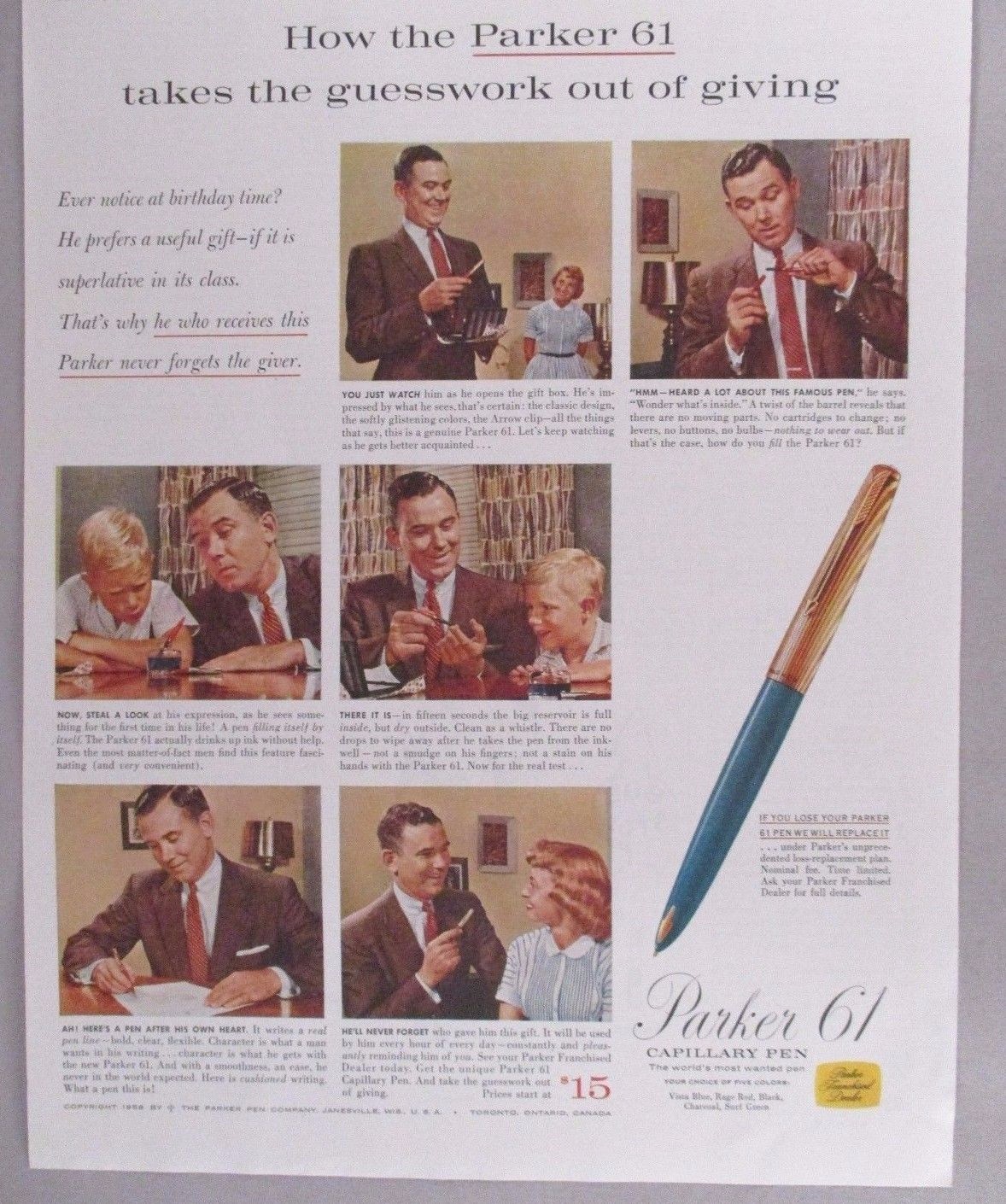 Parker 61 Capillary Pen PRINT AD - 1958 | eBay