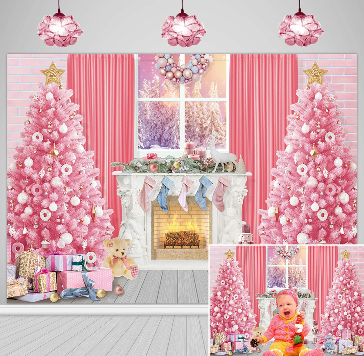 Pink Christmas Tree Background