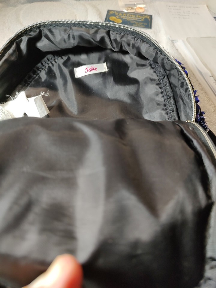 Justice Girls Flip Sequin 10" Mini Backpack Purse M Letter Purple Black ...