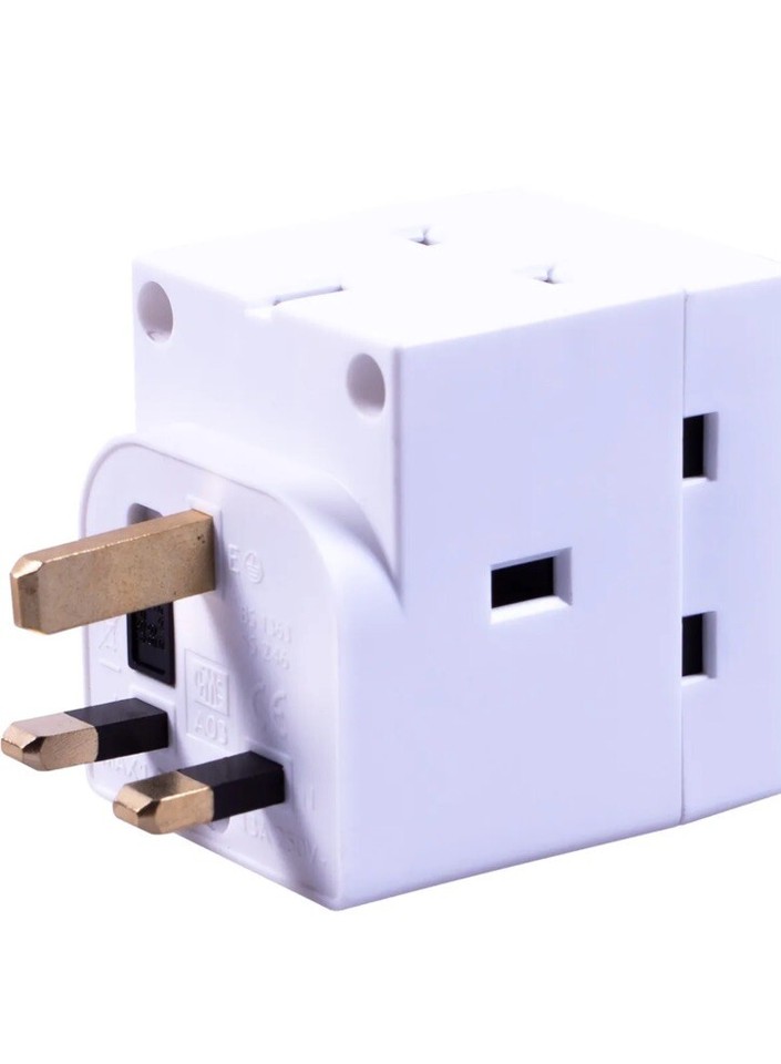 2 WAY 3 PIN ADAPTER SOCKET HOUSEHOLD MULTI PLUG UK _MAINS 13AMP DOUBLE ...