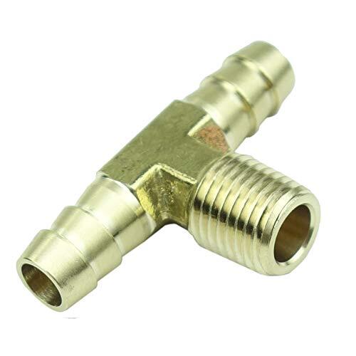 Brass Barbed Tee Fitting 3 Pack 3/8x3/8 Barb x 1/4 NPT Male Connector ...