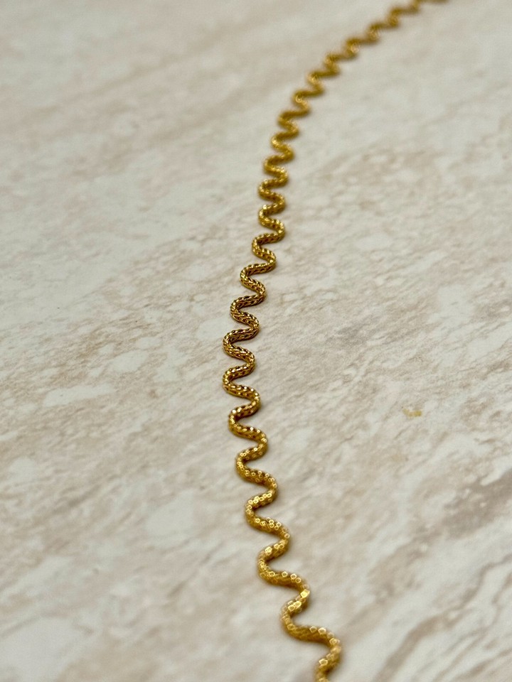 VTG 14K Yellow Gold Necklace Wavy Chain Swirl Spin Signed Italy ...