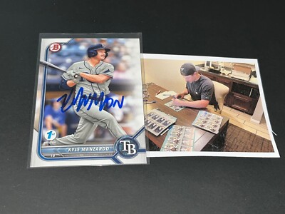 Kyle Manzardo Guardians Auto Signed 2022 Bowman 1st Edition Base Card ...