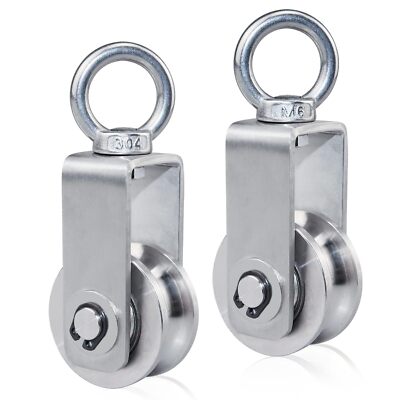 2 Pack Cable Pulley Wheel Stainless Steel Bearing Inside Rope Pulley ...