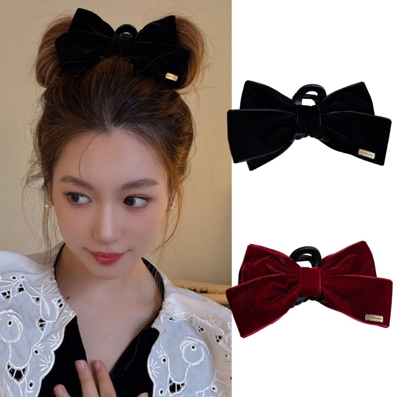 Princess Velvet Hair Clip Non-Slip Claw Barrettes Ponytail Holder Hair ...