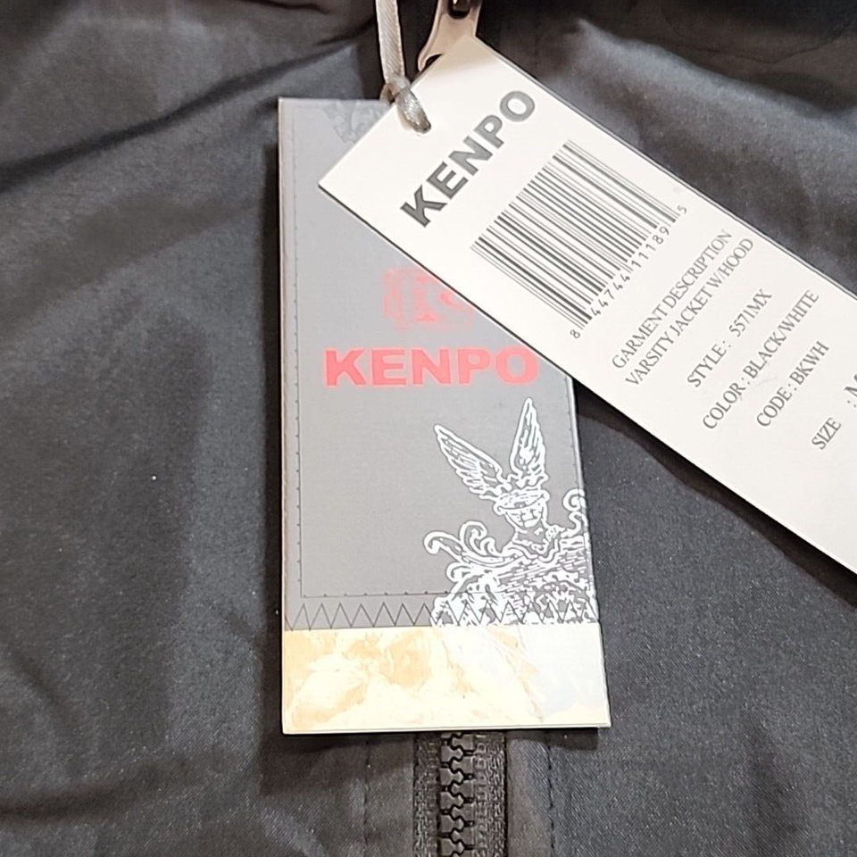 Kenpo Black w/ White Stripe Hooded Varsity Windbreaker Jacket - Size ...