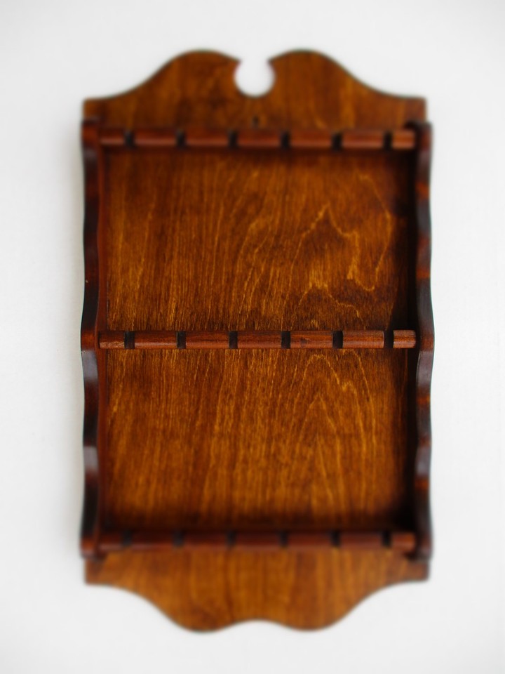 Vintage Wood Souvenir Spoon Rack 18 Slot Kitchen Wall Display Rustic ...