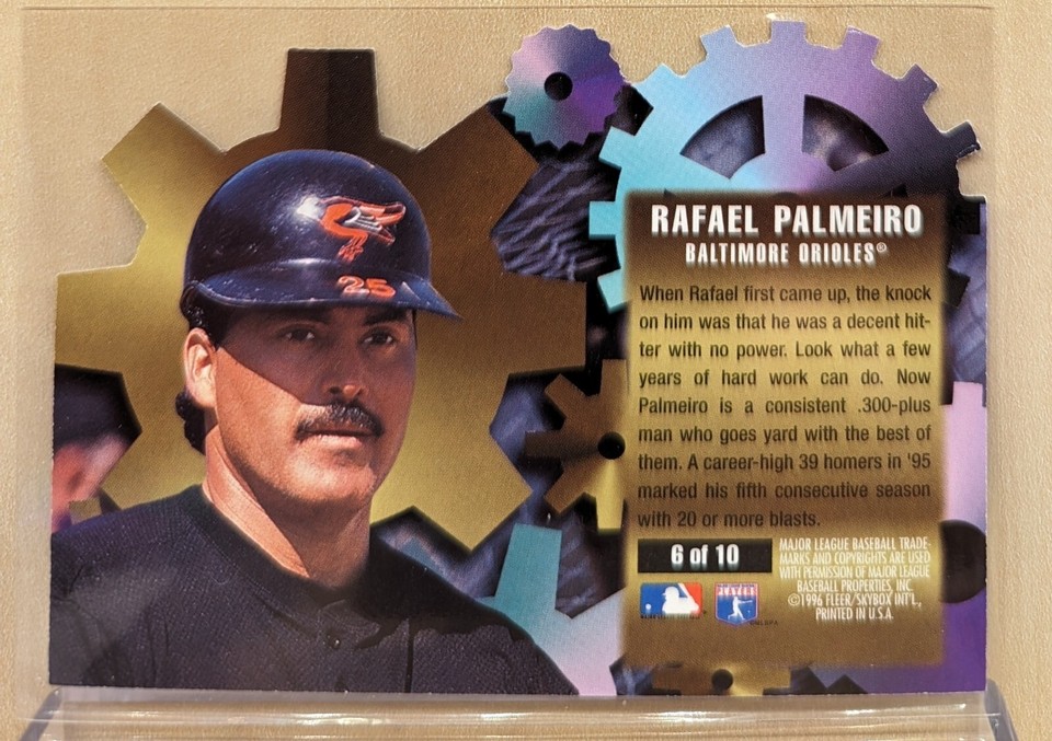 1996 Fleer Ultra HITTING MACHINE #6 Rafael Palmeiro RARE DIE CUT INSERT ...
