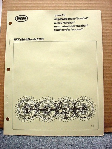Vicon HKX 620 & 621 Series 53135 Rotary Rake Spare Parts List Manual ...