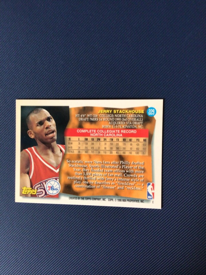 1995-96 Topps Draft Pick Jerry Stackhouse Rookie Card | eBay