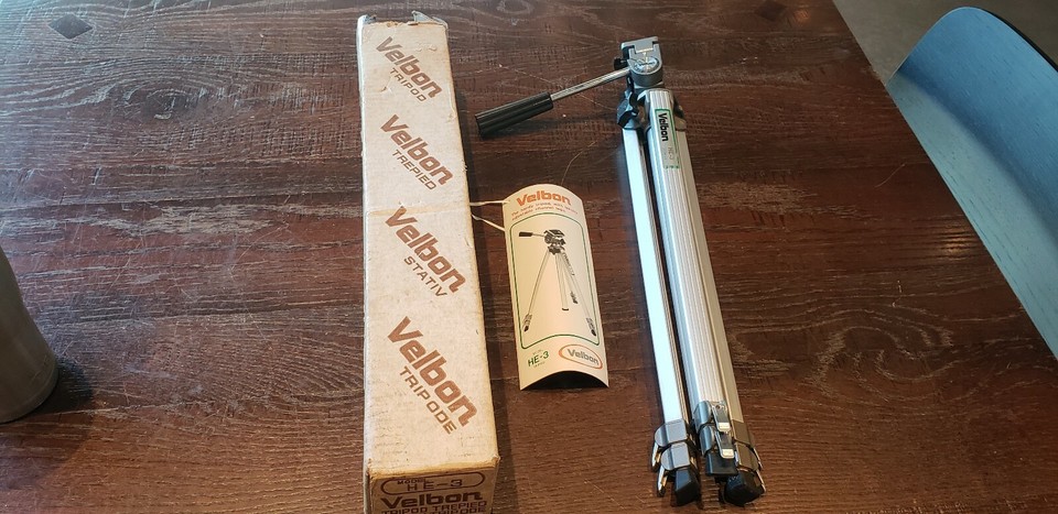 Rare Mint Velbon HE-3 Tripod Compact Aluminum Extendable Adjustable 3 ...