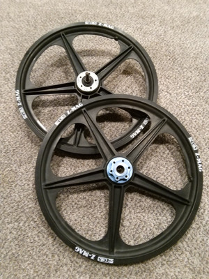 Vintage ACS Z Mag Old School BMX Wheel Set Black 20"inch 5 spoke Spin ...