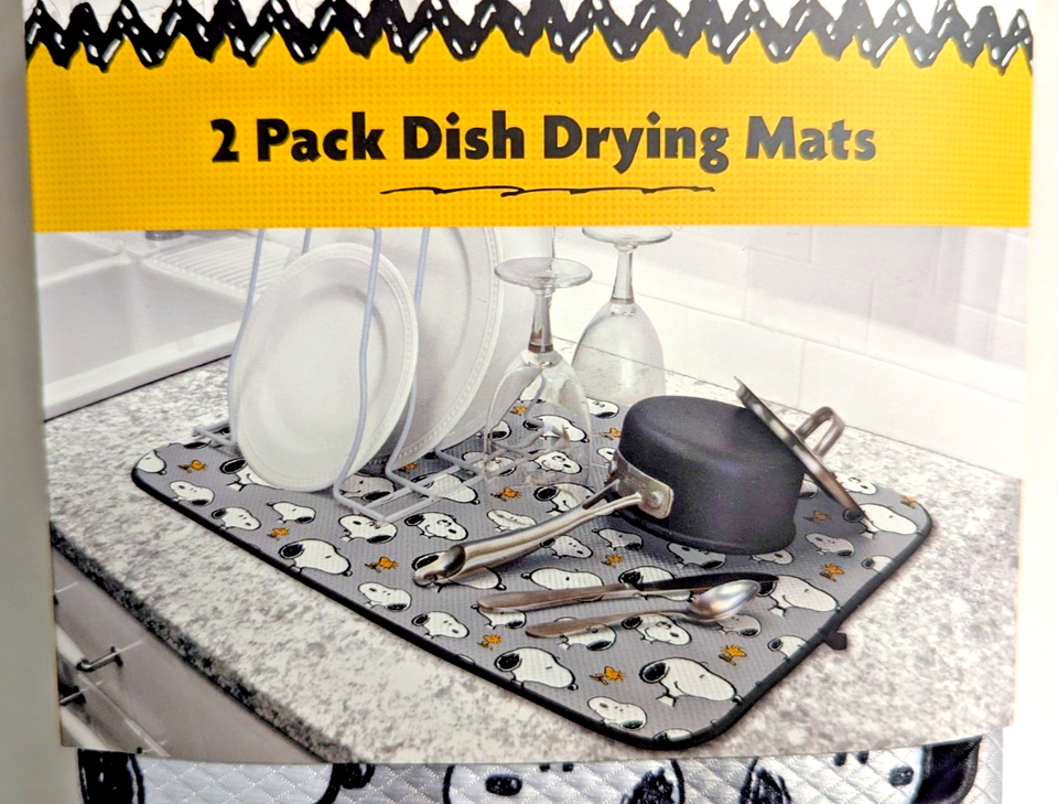 Peanuts Snoopy and Woodstock 2pk KItchen Dish Drying Mats Reversible to ...