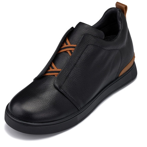 CALTO Men's Invisible Height Increasing Elevator Shoes - Black/Black ...