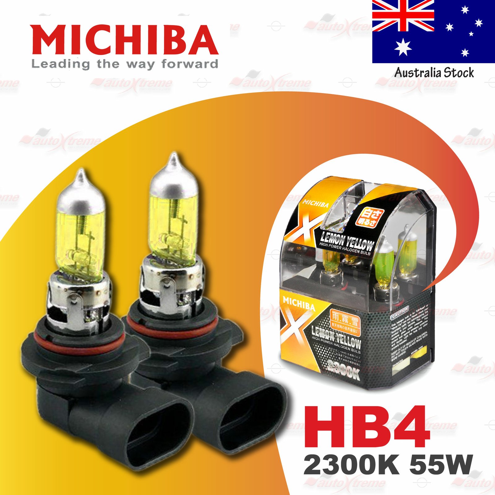 2x HB4 9006 MICHIBA 12V 55W Headlight Halogen Bulb Lamp Globe 2300K ...