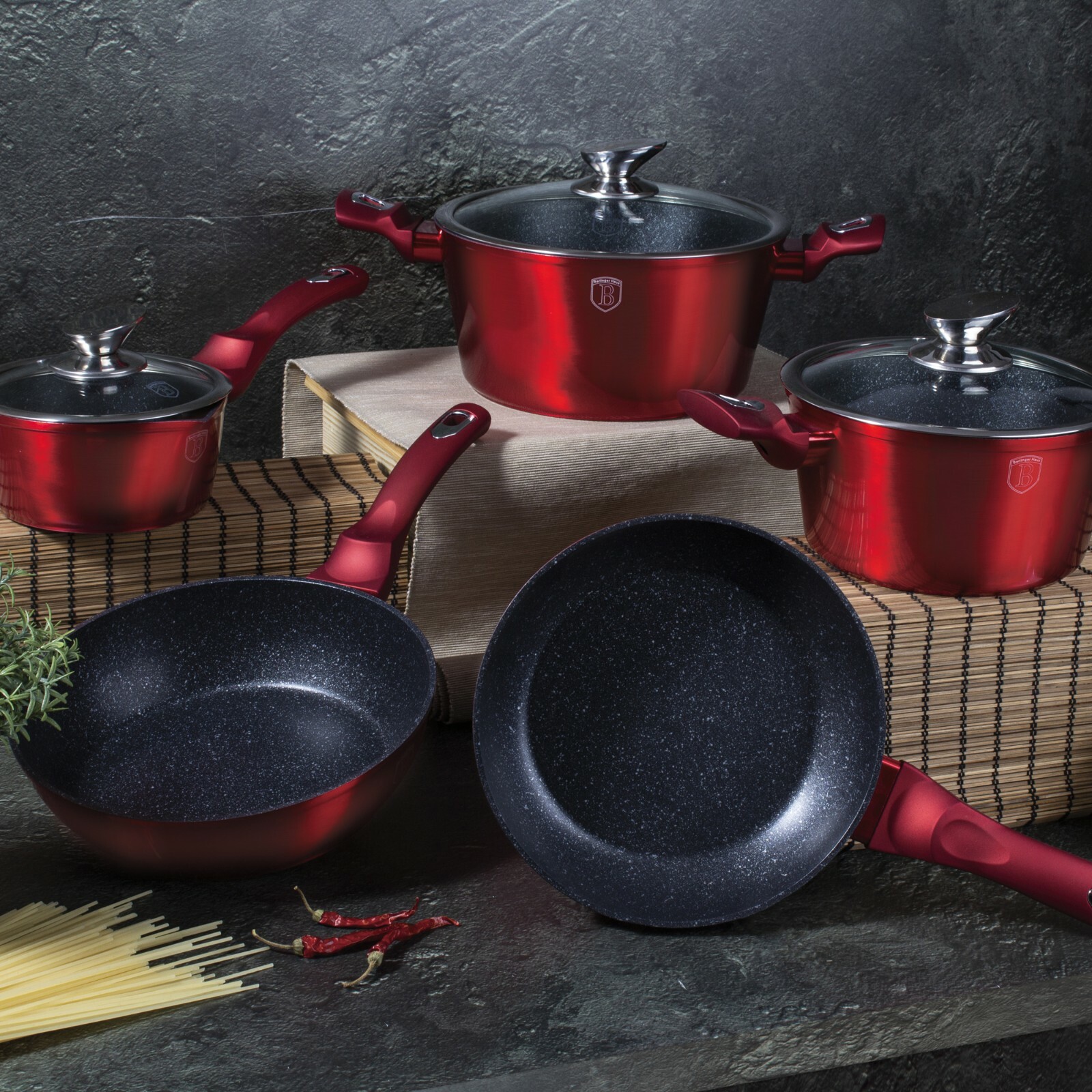 Berlinger Haus 10 Pc Cookware Set Aluminium Non Stick Pots Pans ...