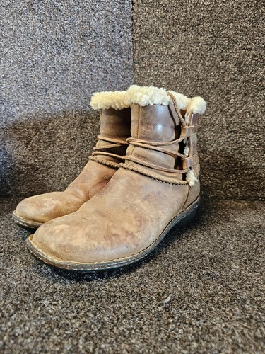 UGG Australia Rianne Winter Boots Womens Size 8 Brown Leather Lace Pull ...