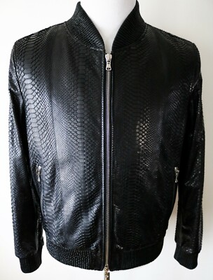 $13450 FREDO FERRUCCI Black 100% Genuine Python Leather Jacket Size 62 ...