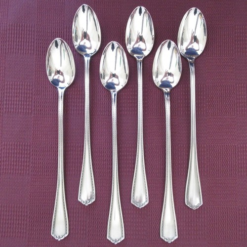 Set of 6 iced tea spoons NF Co Madison silverplate Niagara Falls 1914 ...