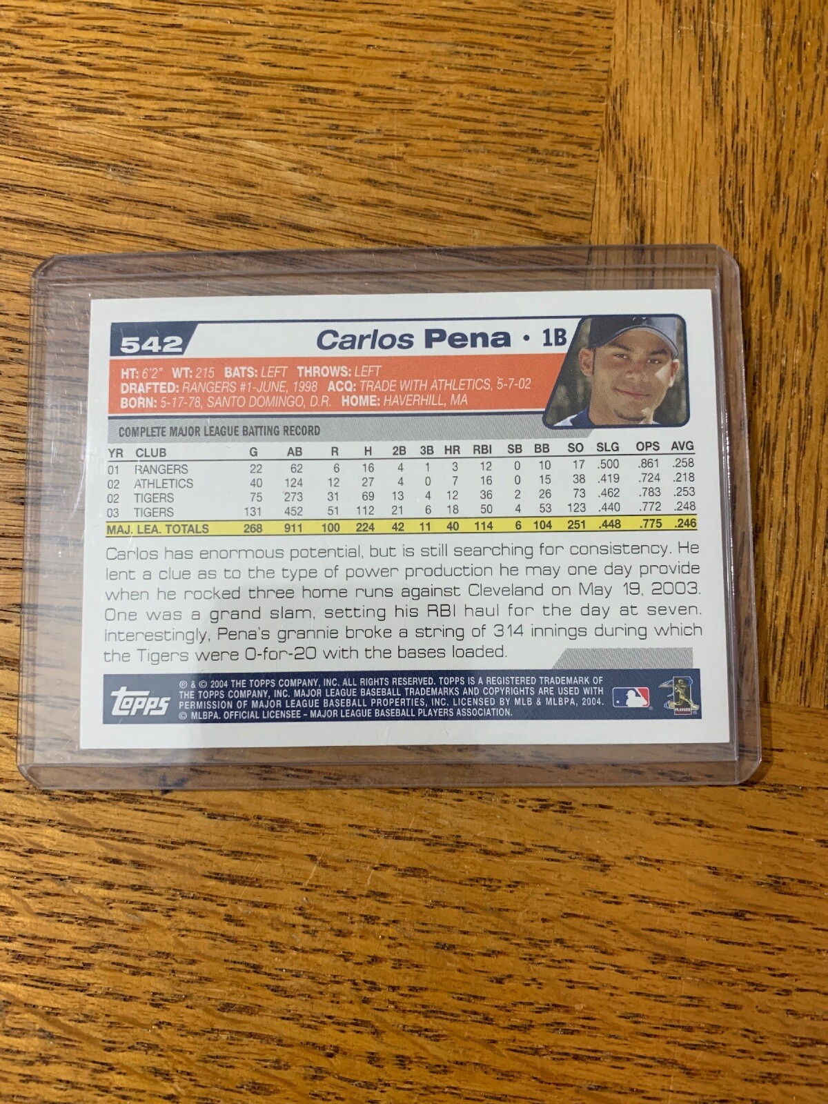 Topps 542 Carlos Pena Card | eBay