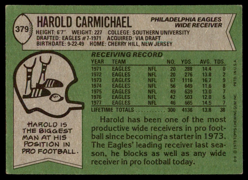 1978 Topps #379 Harold Carmichael EX | eBay