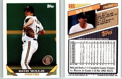 Bob Walk 1993 Topps Inaugural Rockies Stamped #685 Pirates | eBay