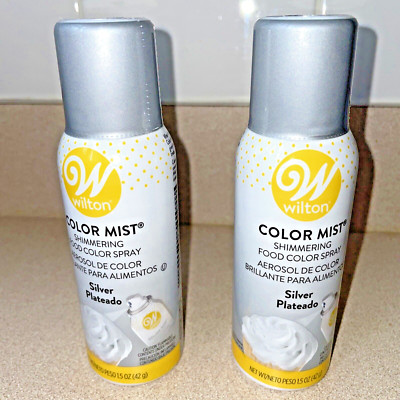 2 Wilton 1.5 oz SILVER Color Mist Food Color Spray For Cake Decorating ...