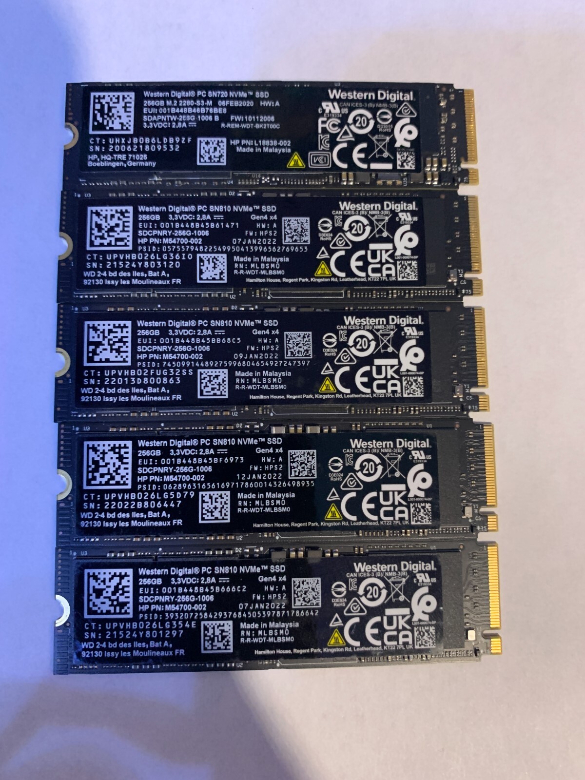 (Lot of 5) Western Digital PC SN720 NVMe SSD 256GB m.2 2280 - Used | eBay