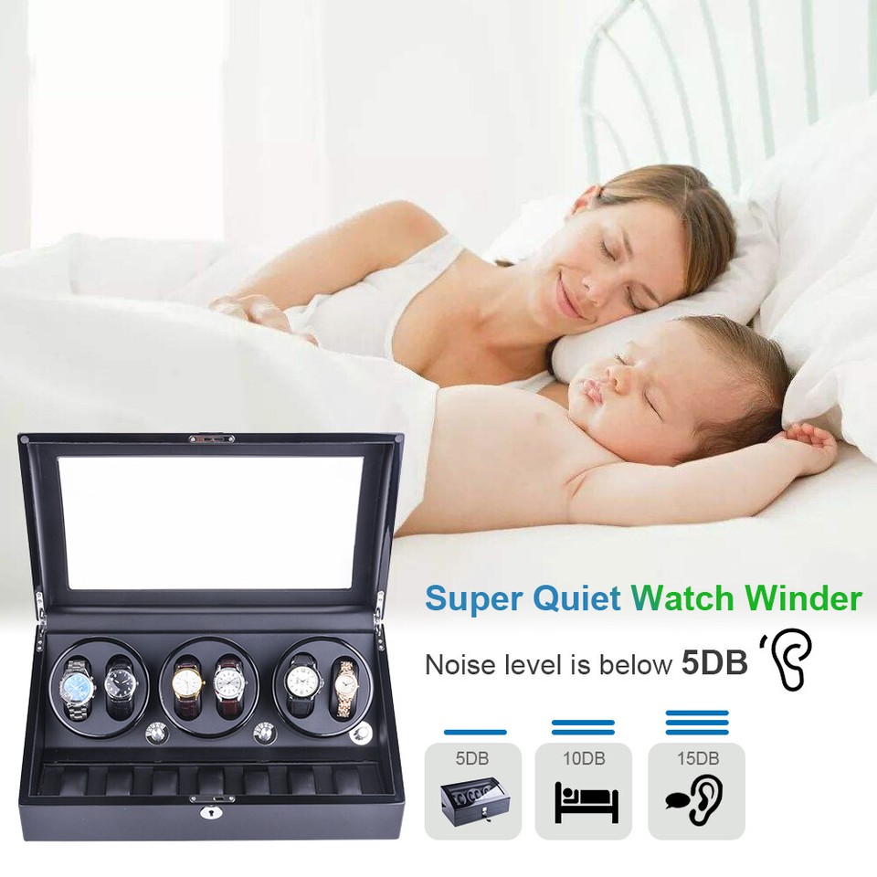 Automatic Watch Winder Rotation 6+7 Watches Display Box Storage Case ...