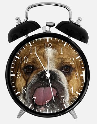 Cute English Bull Dog Alarm Desk Clock 3.75" Home or Office Decor E125 ...