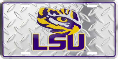 Louisiana State LSU Tigers Diamond Aluminum Metal License Plate Sign ...