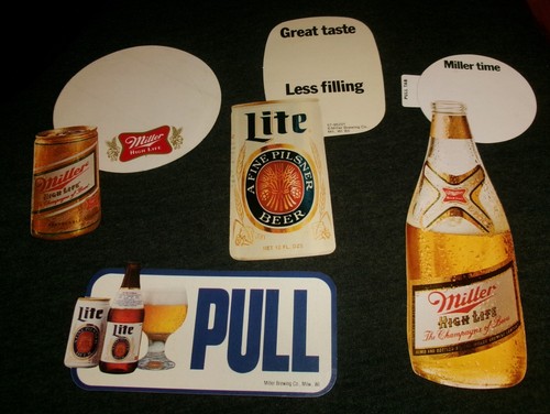 Set of 1970's Miller High Life Beer & Miller Lite Beer Adhesive ...
