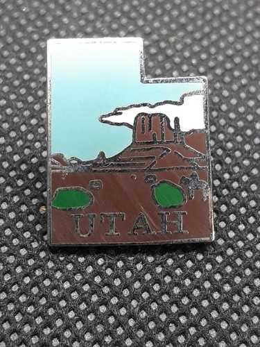 Vintage UTAH State Souvenir Enamel Lapel Pin Mafco Sky Desert Blue ...