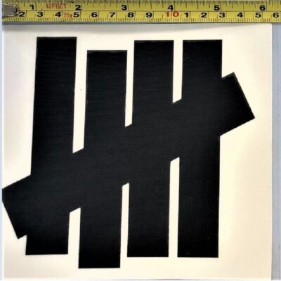 Lot of 2 BLACK UNDEFEATED Clothing 5 Strikes LOGO Decal STICKER 6x5.5 ...