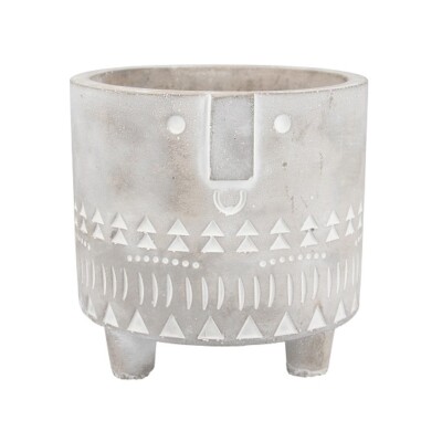Flower Pot Grey and White Concrete Small With Face Imprint by Gisela ...