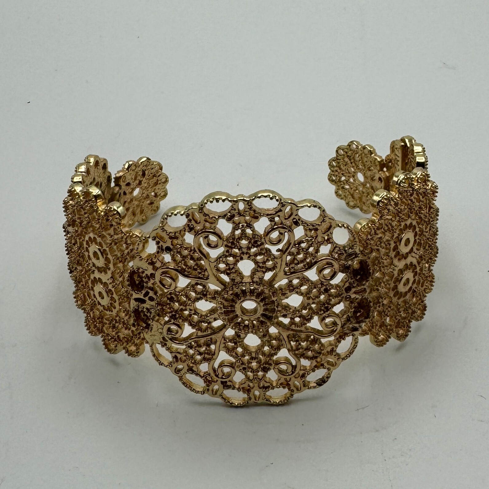 BCBG MAXAZRIA Shiny Gold Filigree Medallion Stacked Cuff Bracelet | eBay