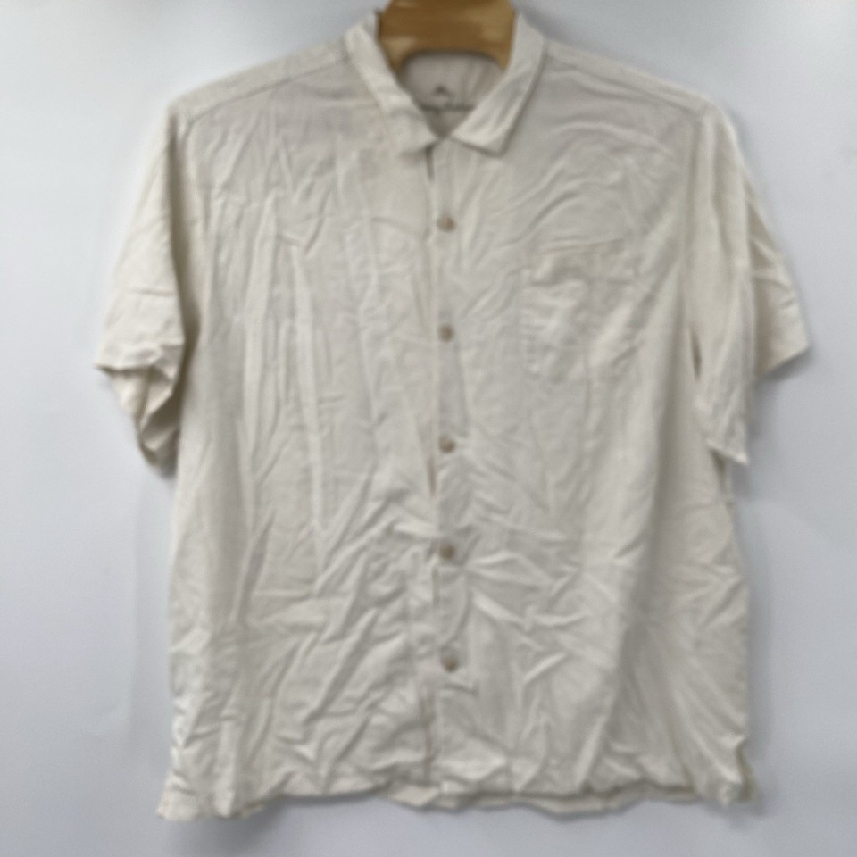 Tommy Bahama Men's XXXL Silk Cream Tropical Short Sleeve Button Front Shirt | eBay