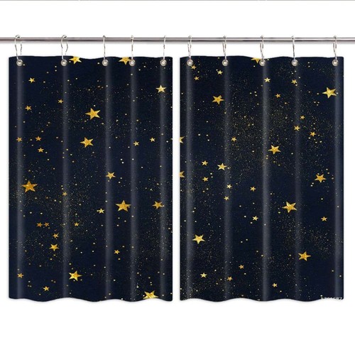Stars Curtains 2 Panel Set with Hooks for Kitchen Cafe Waterproof | eBay UK