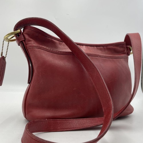 COACH 4143 vintage Red Grab-Tanned Leather Shoulder Bag with Gold ...