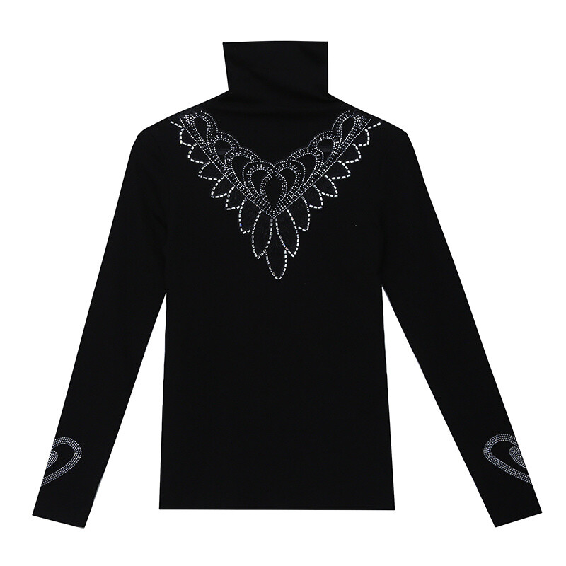 Women Sexy Rhinestone Mesh Sheer Mock Neck Party Club Slim Tops ...