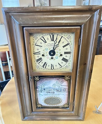 Vtg NEW ENGLAND CLOCK CO. EIGHT DAY - SPRING WOUND CLOCK #234C With Key ...