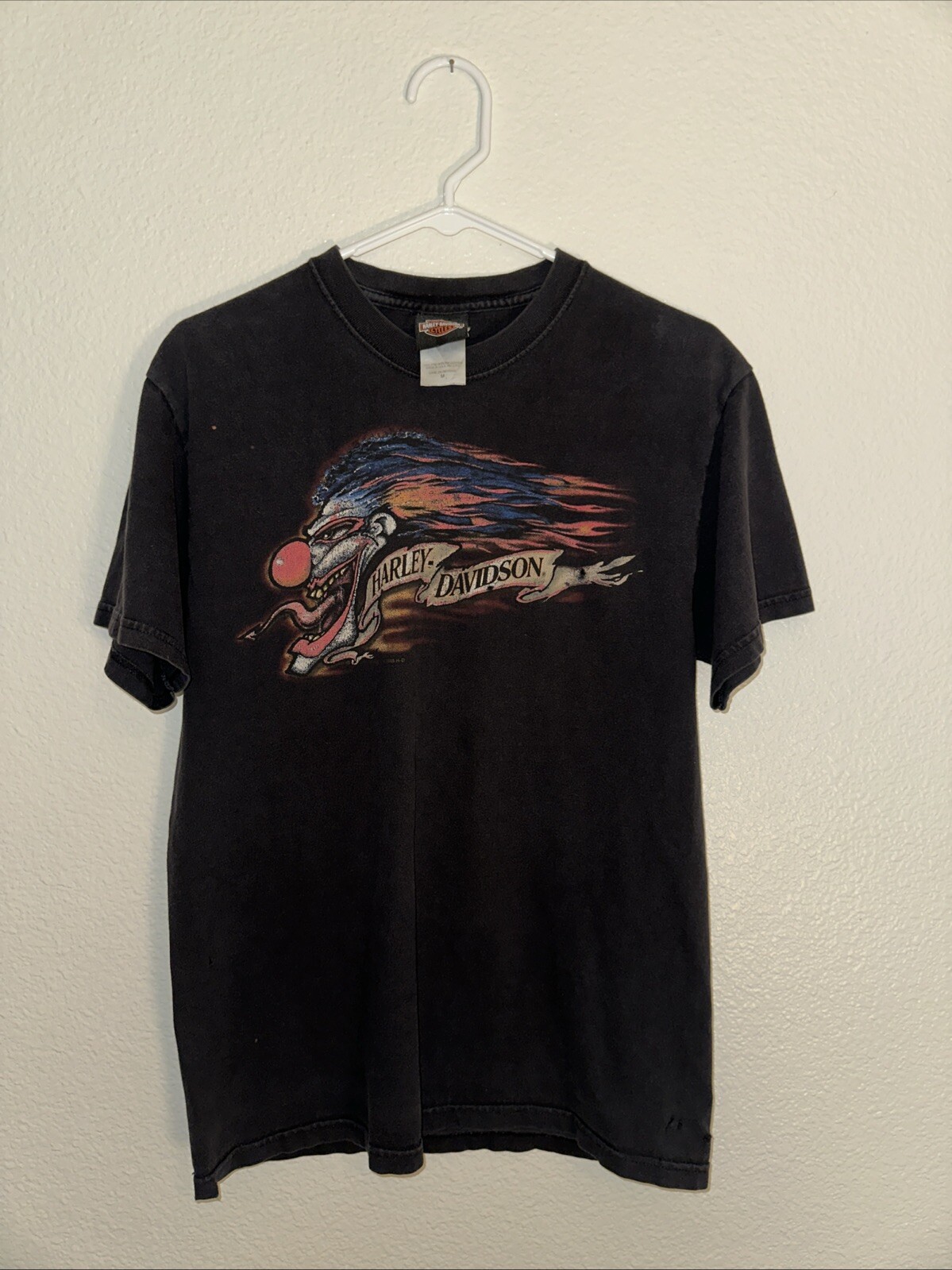 2008 Y2K Harley-Davidson Flaming Clown Tshirt Fort Wo… - Gem