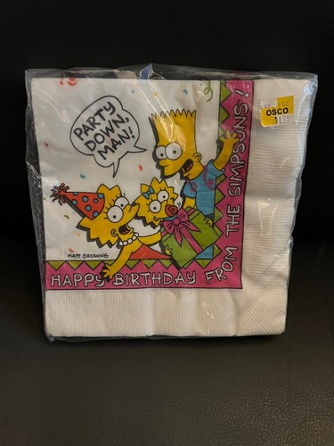 Simpsons Happy Birthday Luncheon Napkins Bart Lisa Maggie Party Down ...
